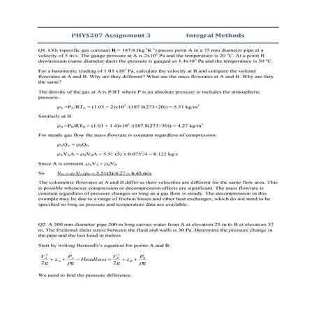 Answers assignment 3 integral methods-fluid mechanics | PDF | Chemistry | Science