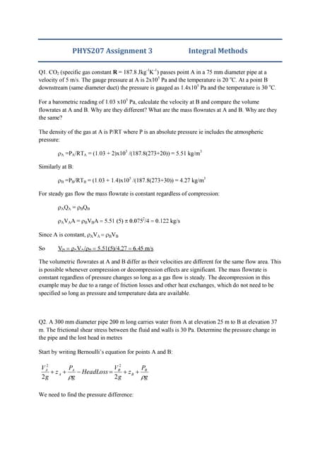 Solved problems pipe flow final 1.doc | Physics | Science