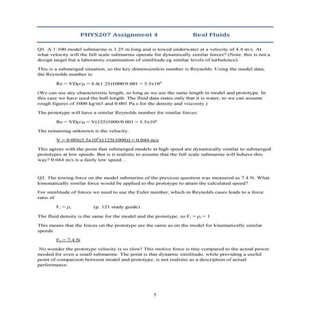 Answers assignment 4 real fluids-fluid mechanics | PDF