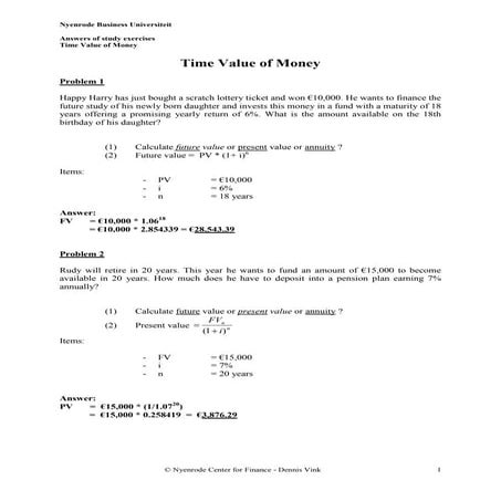 Answers_exercises_chapter 3 the time value of money | PDF