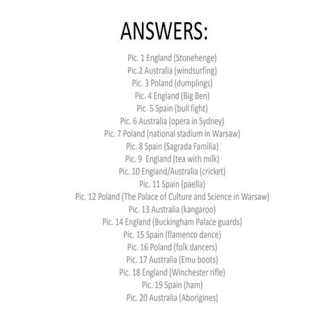 Famous Landmarks Answer Sheet | PPTX