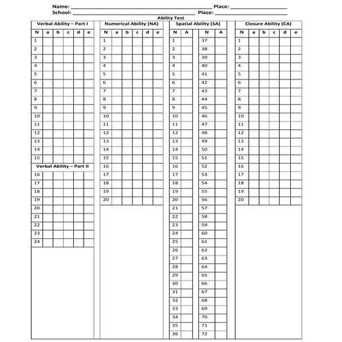 Answer sheet | PDF | Educational Assessment | Education