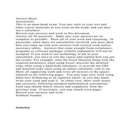 Answer SheetInstructions This is an open-book exam. Yo.docx