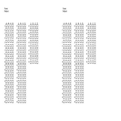 Answer sheet template | DOCX