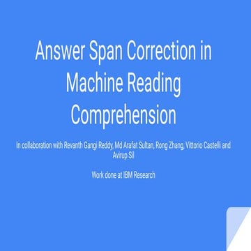 Answer Span Correction in Machine Reading Comprehension | PPT
