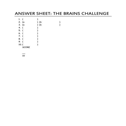 Answer sheet for the brains challenge | PDF