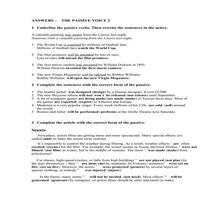 Answers to the passive voice 2[1] | DOC | Weather | Science