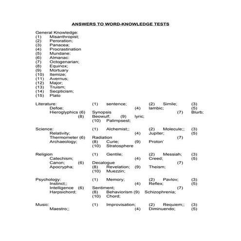 Answers To Word | PDF