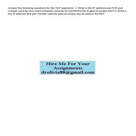 Answer The Following Questions For The Tcp Segments 1 Wha Pdf