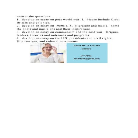 answer the questions1. develop an essay on post world war II. Pl.docx
