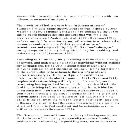 Dr. Kristen Swanson Theory of Caring” Prepared by Amira .docx