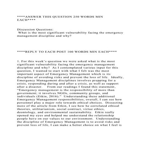 ANSWER THIS QUESTION 250 WORDS MIN EACH Discussion Que.docx