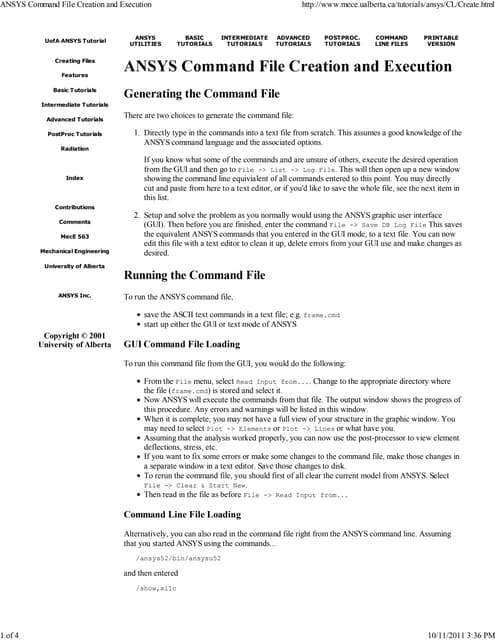 Ansys Command File Creation And Execution Pdf Computing 8337
