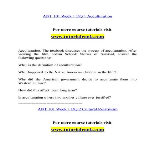ANT 101 Effective Communication/tutorialrank.com | Educational Assessment | Education