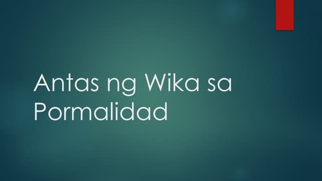Pormal at di pormal na salita | PPT