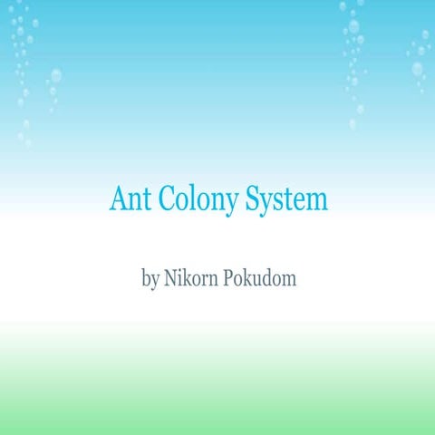 Ant colony system | PPT