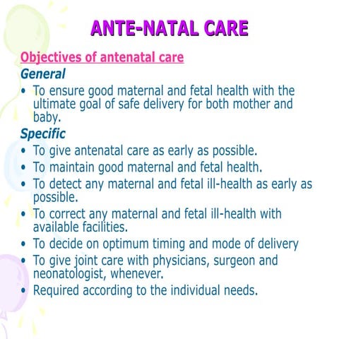 ANTE-NATAL CARE for obstetrics and gynaecology.ppt
