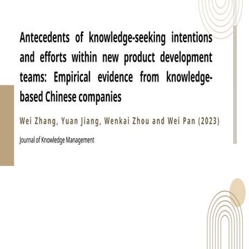 Antecedents of knowledge-seeking intentions and efforts | PPTX