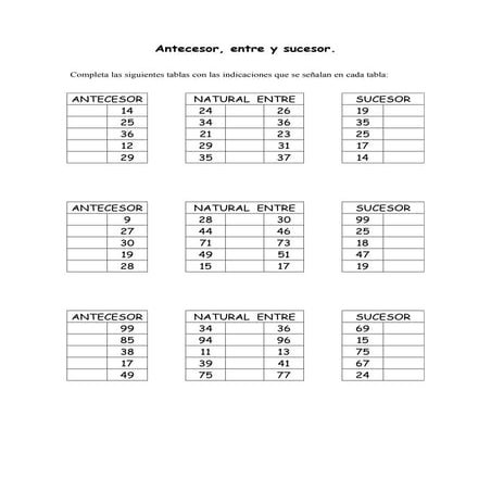 2 anterior y posterior con números hasta el 100 | PDF