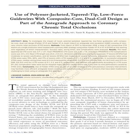 Antegrade approach to coronary chronic total occlusion | PDF