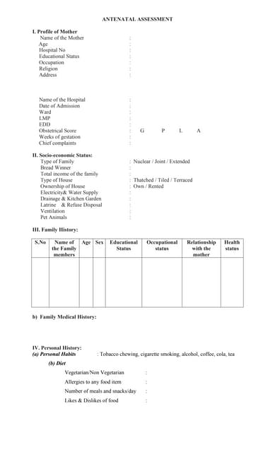 Postnatal Case Assessment-Format | PDF