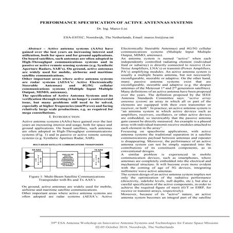 "Performance Specification of Active Antenna Systems" | PDF