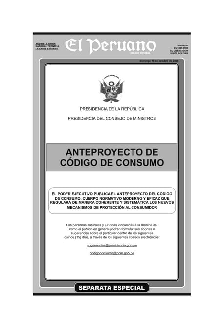 Anteproyecto Codigo Consumo Pdf
