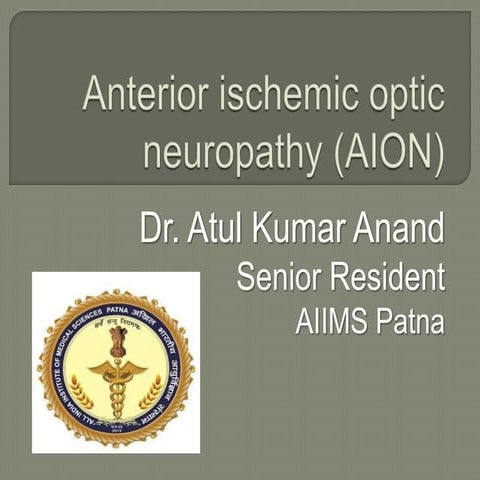 Anterior ischemic optic neuropathy (AION).pptx | Eye and Vision ...