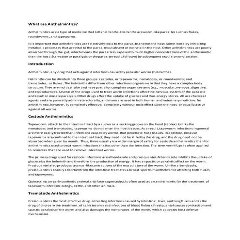 Anthelmintic & anti worm | PDF