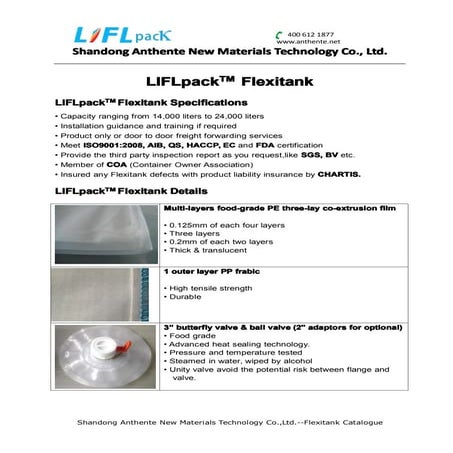Anthente flexitank for bulk liquid transport | PDF