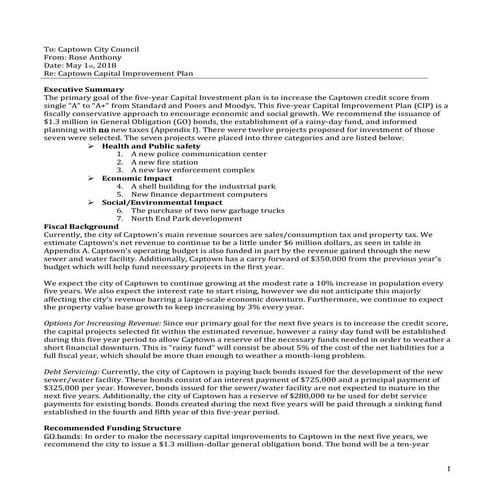 How to Plan & Fund Capital Improvements Projects | PDF