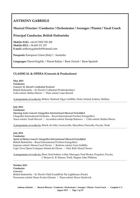 Anthony Gabriele ~ Biography (August 2015) | PDF