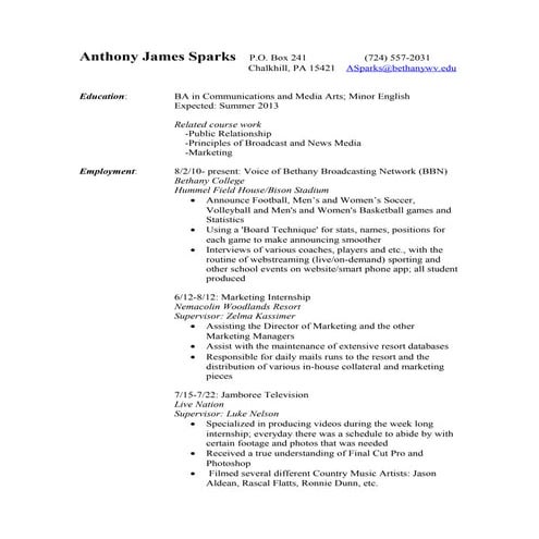 Anthony Sparks' Resume | DOC