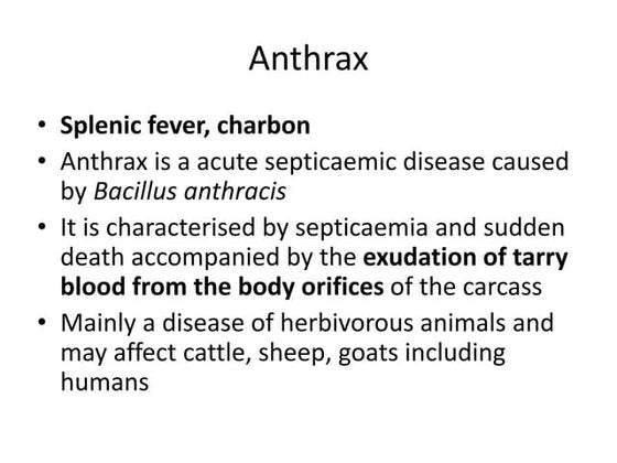 ANTHRAX.pptx animal disease highly contagious | PPT