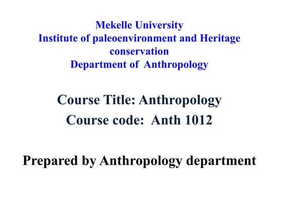 Chapter 1: Introduction to Anthropology | PDF