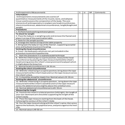 Anthropometic checklist | PDF
