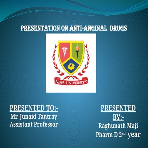 Anti-anginal drugs, pathophysiology, their mechanism of action and ...