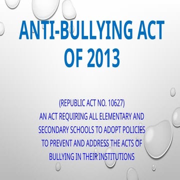 Anti bullying Act Powerpont Presentation | PPTX