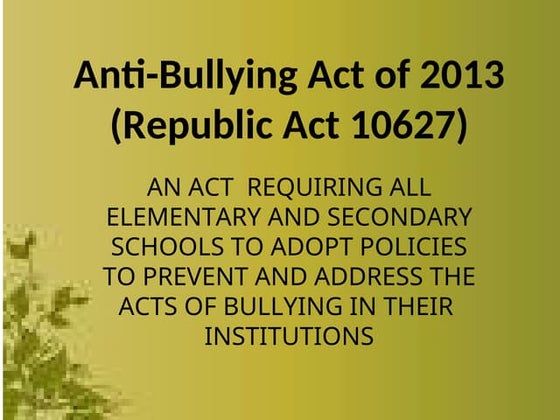 Anti bullying Act Powerpont Presentation | PPTX