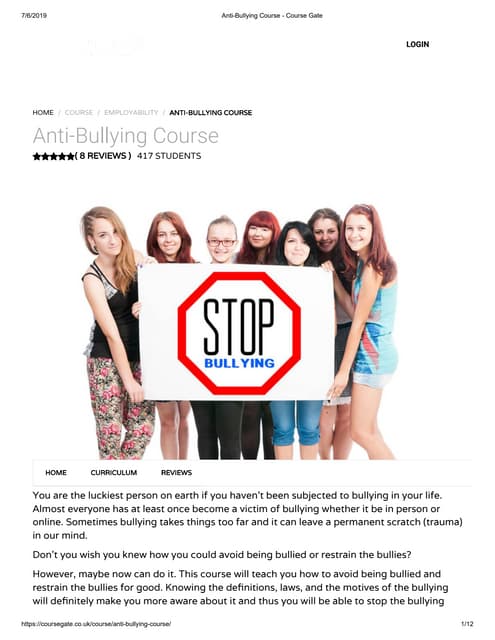 Anti Bullying Course Course Gate Pdf