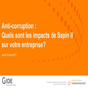 Comparaison des dispositifs de lutte contre la corruption SAPIN II FCPA BRIBERY ACT | PDF