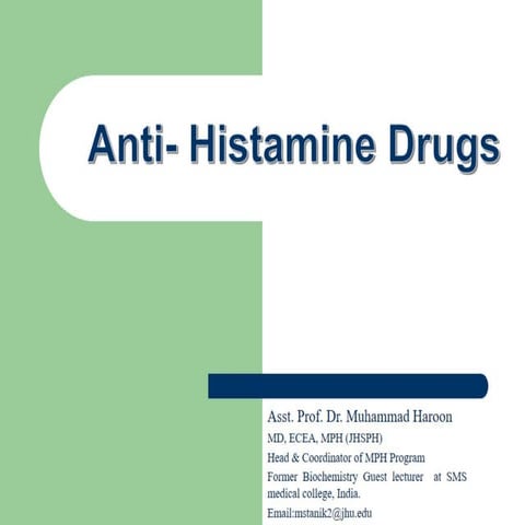 Anti-Histamine drugs {Pharmacology} | PDF | Allergies | Diseases and ...