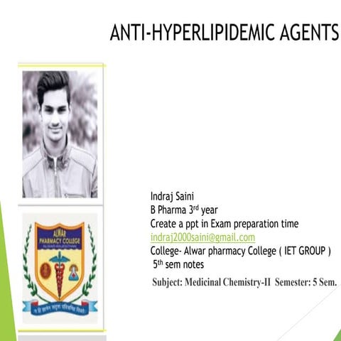 Anti hyperlipidemic agents ppt | PPTX
