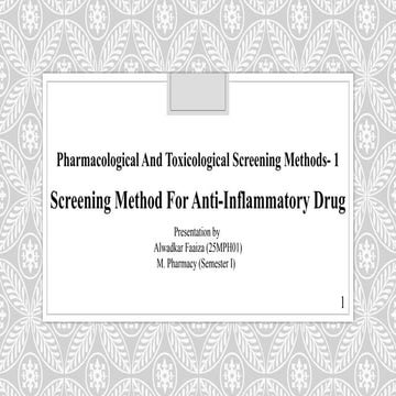 Screening Models of Anti-Inflammatory Drugs | PPTX