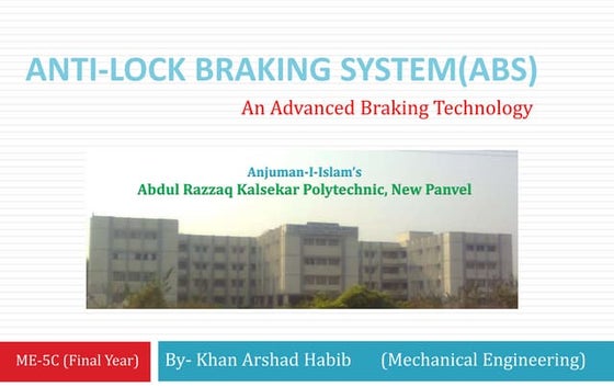 Anti-Lock Brake System presentation | PPTX