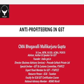 Anti profiteering in GST | PPTX