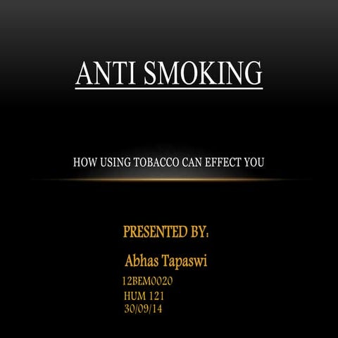 Harmful Health Effects of Tobacco consumption | PPT