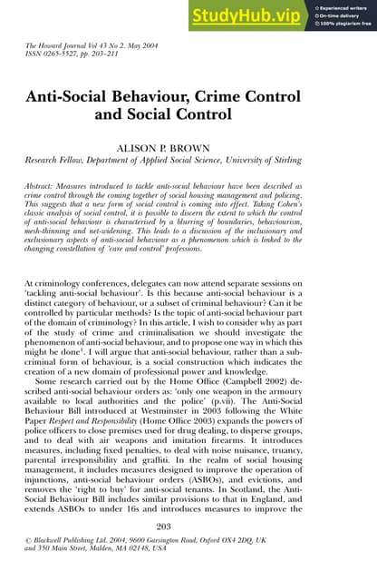 Anti Social Behaviour | PPT