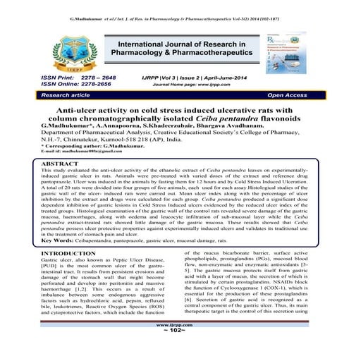 Anti ulcer activity on cold stress induced ulcerative rats with column ...