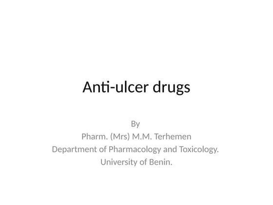 pharmacology of peptic ulcer disease | PPTX | Digestive Disorders ...